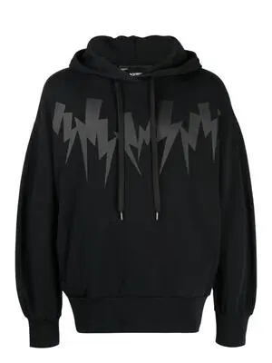 Neil Barrett Thunderbolt Print Hoodie - Black