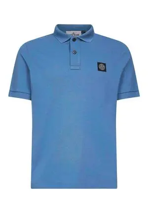 Stone Island Stone Island Logo Patch Short Sleeved Polo Shirt Blue