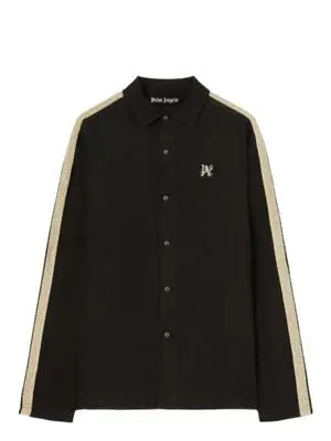 Palm Angels Pa Monogram Printed Long-sleeved Shirt - Black