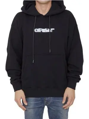 Off-White Logo Print Drawstring Hoodie - Black