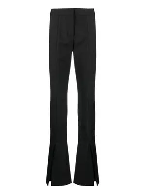 Off-White High Waisted Straight-leg Pants With Front Slits - Black