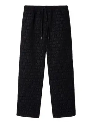 Off-White Logo-jacquard Drawstring Straight Leg Trousers - Black