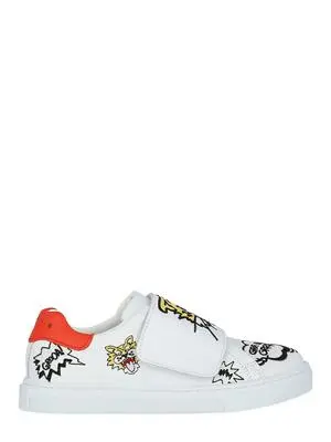 Kenzo Round Toe Casual Sneakers With Graphic Appliqu - White