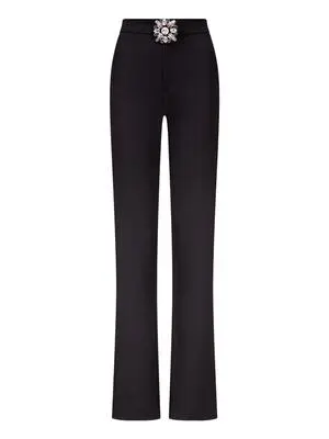 AREA Straight-leg Trousers With Crystal Embellishment - Black
