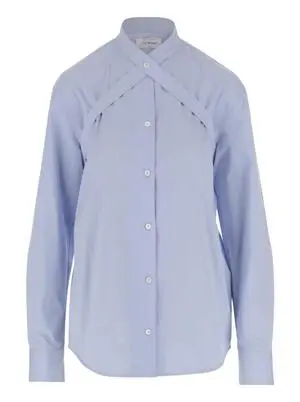 Off-White Belted Buttoned Long-sleeved Shirt - Gray