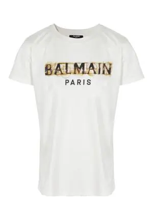 Balmain Logo Print Cotton T-shirt - White