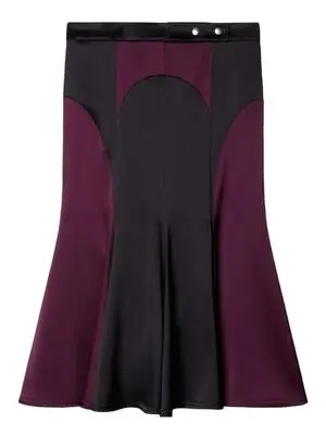 Off-White Pleated Satin Midi Skirt - Black