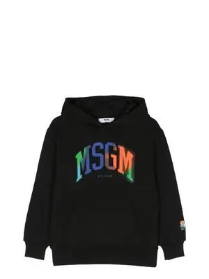 MSGM Logo-print Cotton Hoodie - Black