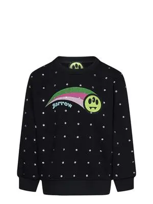 BARROW Logo-print Rhinestone-embellished Cotton Sweatshirt - Black