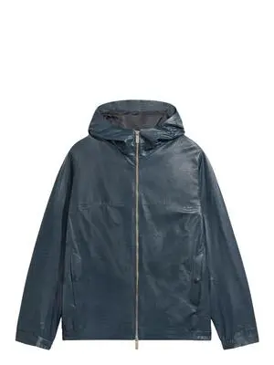 Berluti Long Sleeve Zip Up Leather Jacket - Blue