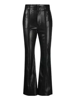 Nanushka Cropped Kick Flare Trousers With Decorative Sutures - Black