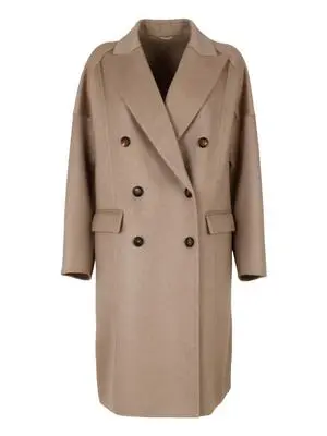 Brunello Cucinelli Double-breasted Cashmere Coat - Nude