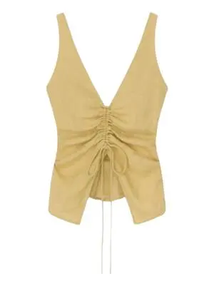 Nanushka Sleeveless V-neck Drawstring Top - Nude