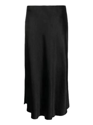 Vince Satin-finish Draped Midi Skirt - Black
