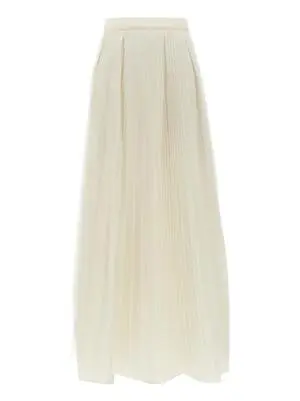 TWINSET Pleated Tulle Maxi Skirt - Nude