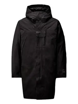C.P. COMPANY Hooded Long Jacket - Black