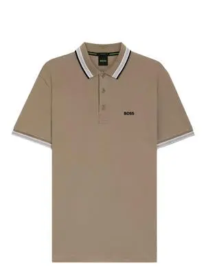 Hugo Boss Logo-embroidered Polo Shirt - Beige