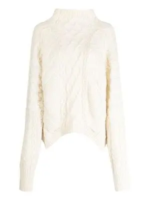 ERDEM Erdem Cable-Knit Wool Jumper With Ribbed Trim And High-Low Hem