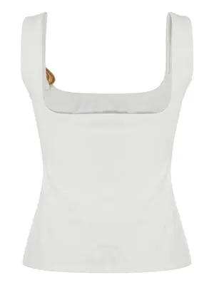 AREA Ring Detail Square Neck Tank Top - White