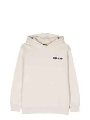 BARROW Graphic Print Cotton Hoodie - White