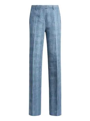 Etro Textured Straight Leg Trousers - Navy Blue