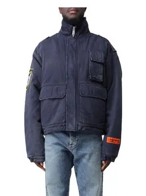 Heron Preston Eagle Patch Distressed Jacket - Blue
