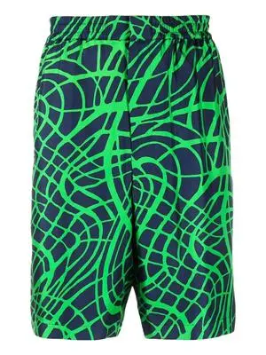 Moschino Printed Elastic Waist Shorts - Green
