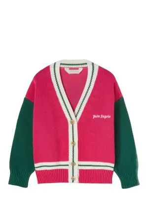 Palm Angels Color-block Cardigan With Teddy Bear Print - Red