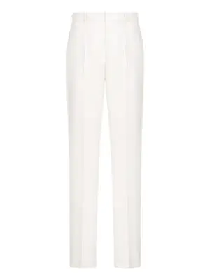 Dior Fitted Pants With Silk Satin Side Bands - White