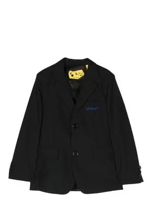 Off-White Single-breasted Logo-embroidered Blazer - Black