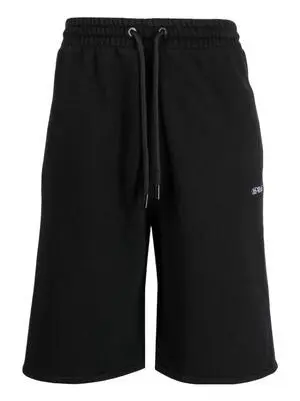 Off-White Stitch Detail Cotton Track Shorts - Black