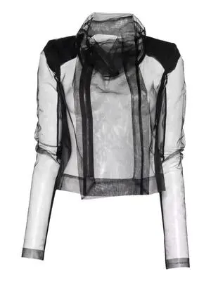 Rick Owens Sheer Asymmetric Zip Jacket - Black