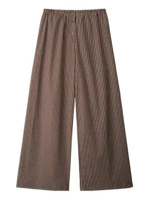 Staud Wide Leg Striped Trousers - Brown