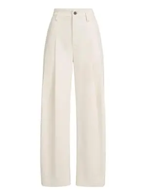 Brunello Cucinelli Dyed Cotton And Wool Wrinkled Denim Five-pocket Baggy Trousers With Monili - Panama