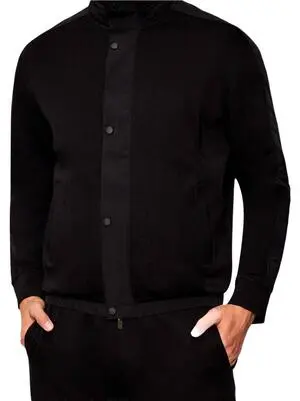 Armani Exchange Long Sleeve Hooded Sweatshirt With Snap Button Closure - Black
