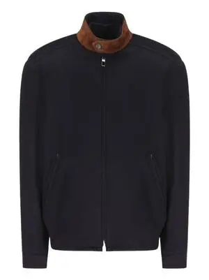 Loro Piana Zip-up Jacket With Band Collar - Black