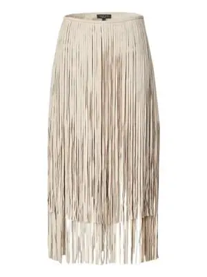 Rag & Bone Fringed Suede Midi Skirt - Nude