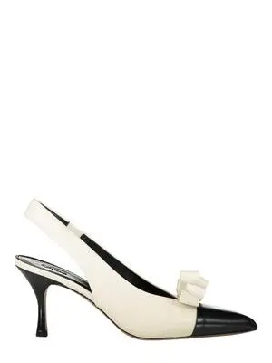 Chloé Slingback Pointed Toe Pumps With Bow Detailing - White