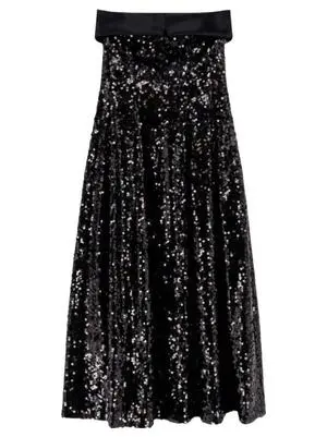 Alberta Ferretti Sequin Embellished A-line Dress - Black