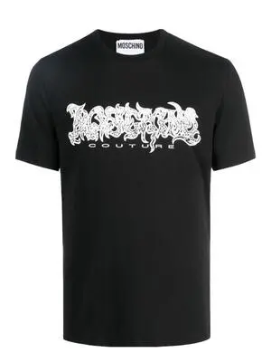 Moschino Logo-print Stretch-cotton T-shirt - Black