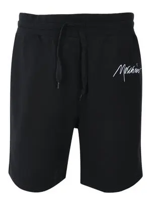 Moschino Embroidered Organic Cotton Track Shorts - Black