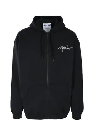 Moschino Print Zip-up Hoodie - Black