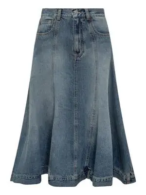Victoria Beckham High Waist Panelled Kick Flare Skirt - Blue
