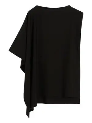 Sportmax Asymmetrical Draped Kimono Sleeve Top - Black