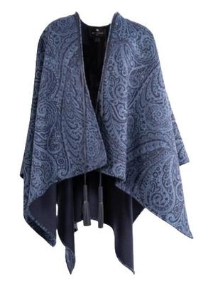 Etro Paisley Jacquard Wool-cashmere Blend Poncho - Blue