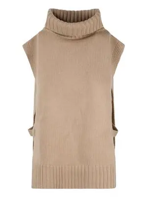 Vince Roll Neck Sleeveless Jumper - Nude