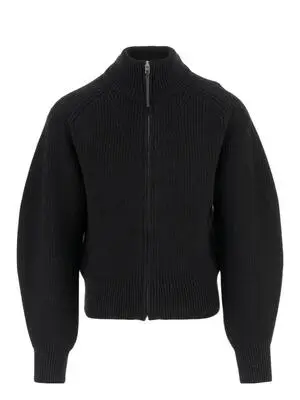 Jacquemus Ribbed Knit Zip-up Cardigan - Black