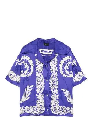 Etro Graphic Print Satin Shirt - Blue