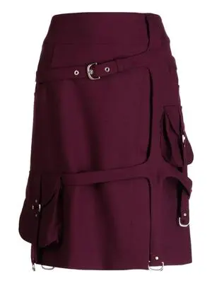 Off-White Cargo Buckle-strap Midi Skirt - Red