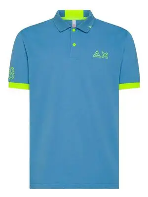 SUN 68 Logo-embroidered Polo Shirt Sky-blue